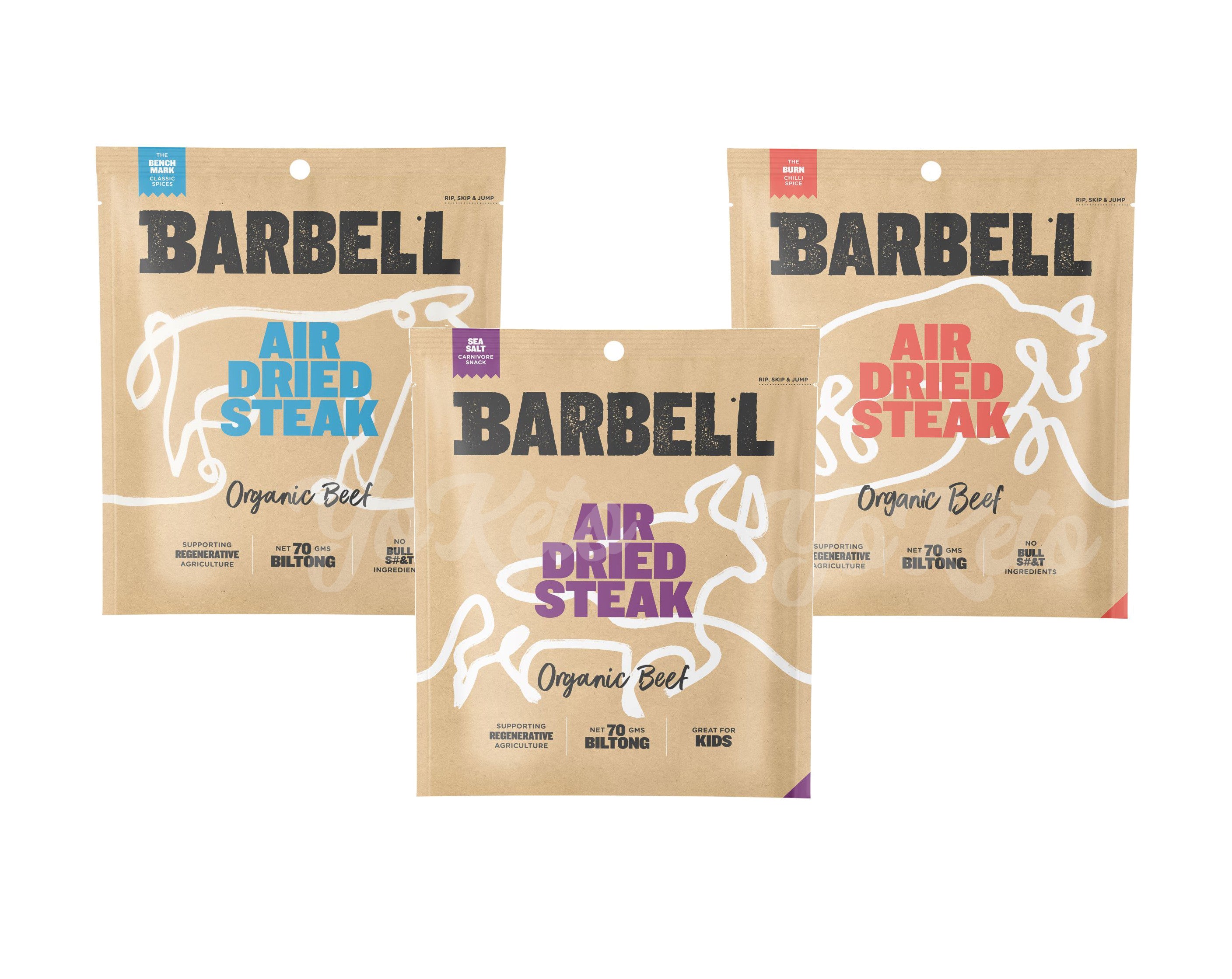 Buy Barbell Dried Steak Biltong Variety 3 Pack @ Yo Keto Australia ...