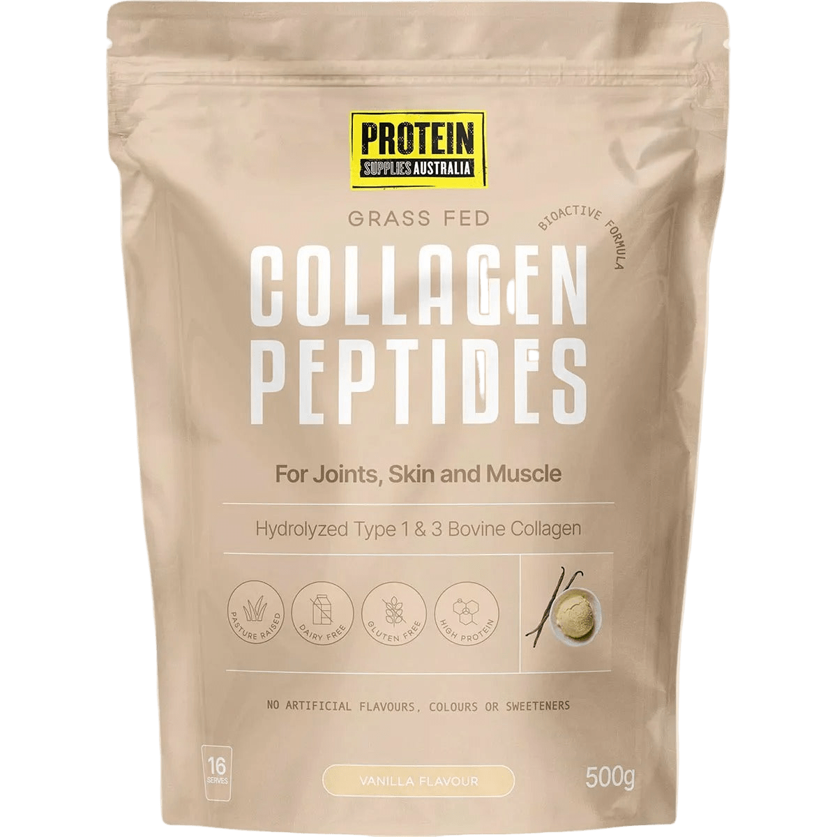 Buy Protein Supplies Australia Bioactive Collagen Peptides Vanilla 500g ...